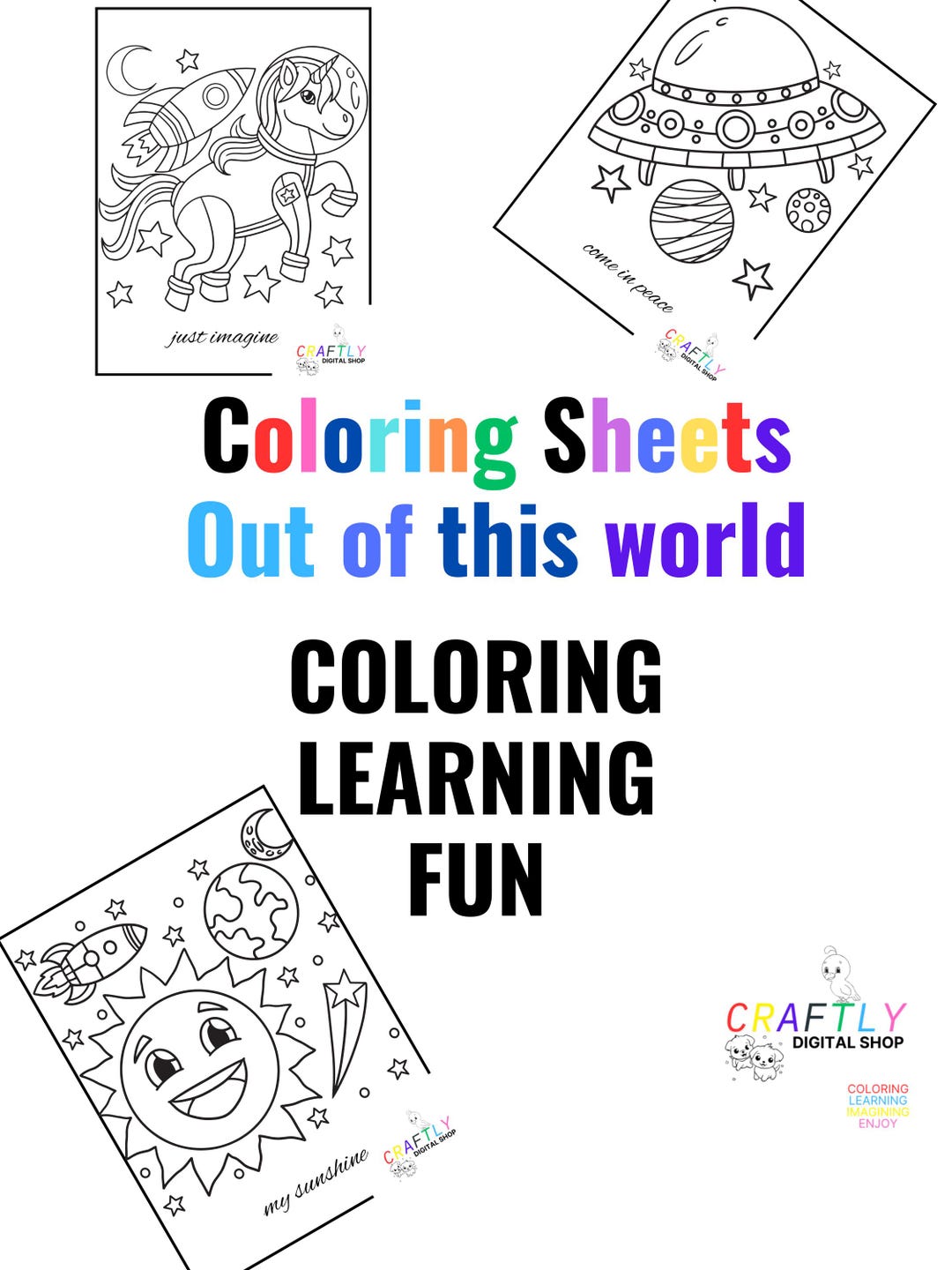 Out of This World Coloring Pages for Kids | 6 Printable Space-themed ...