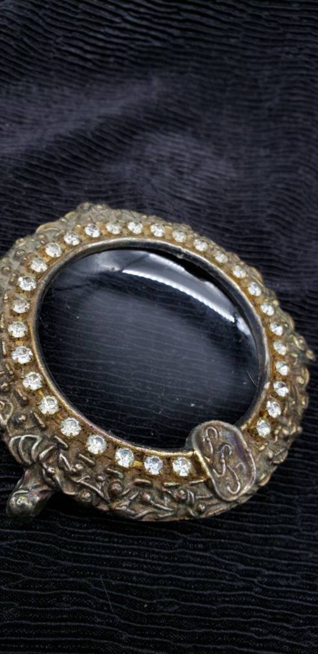 REDUCED FREE SHIPPING Vtg Mid Century Gold Metal Faux Jewel Rim Small ...