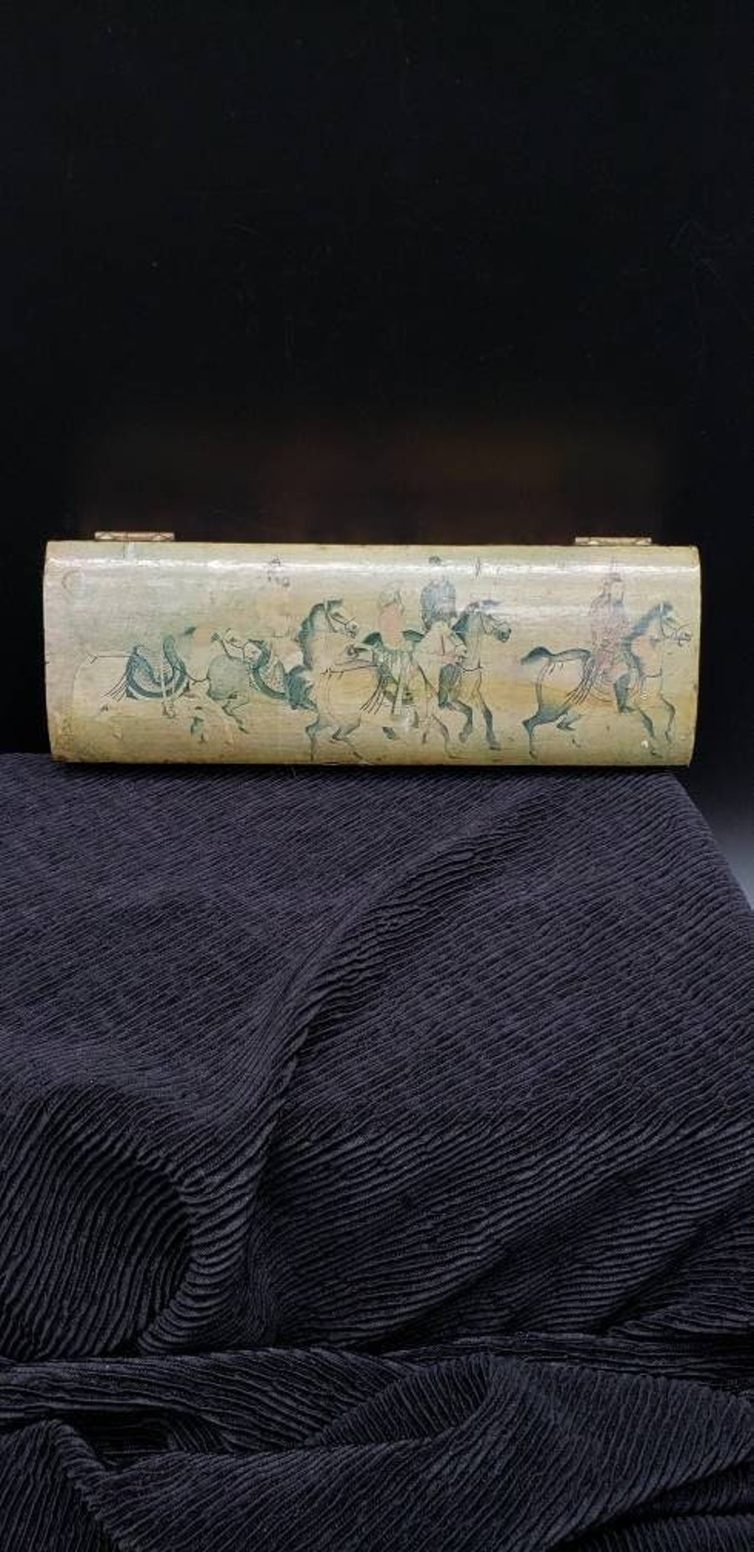 REDUCED FREE SHIPPING Vtg Italy Look Tole Wood Style Dome Top Oriental ...