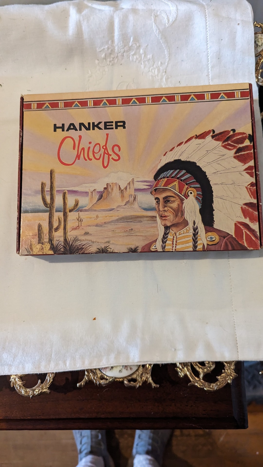 FREE SHIP Vtg Mid Century Hanker Chiefs Set 5 Handkerchiefs Cigar Style ...