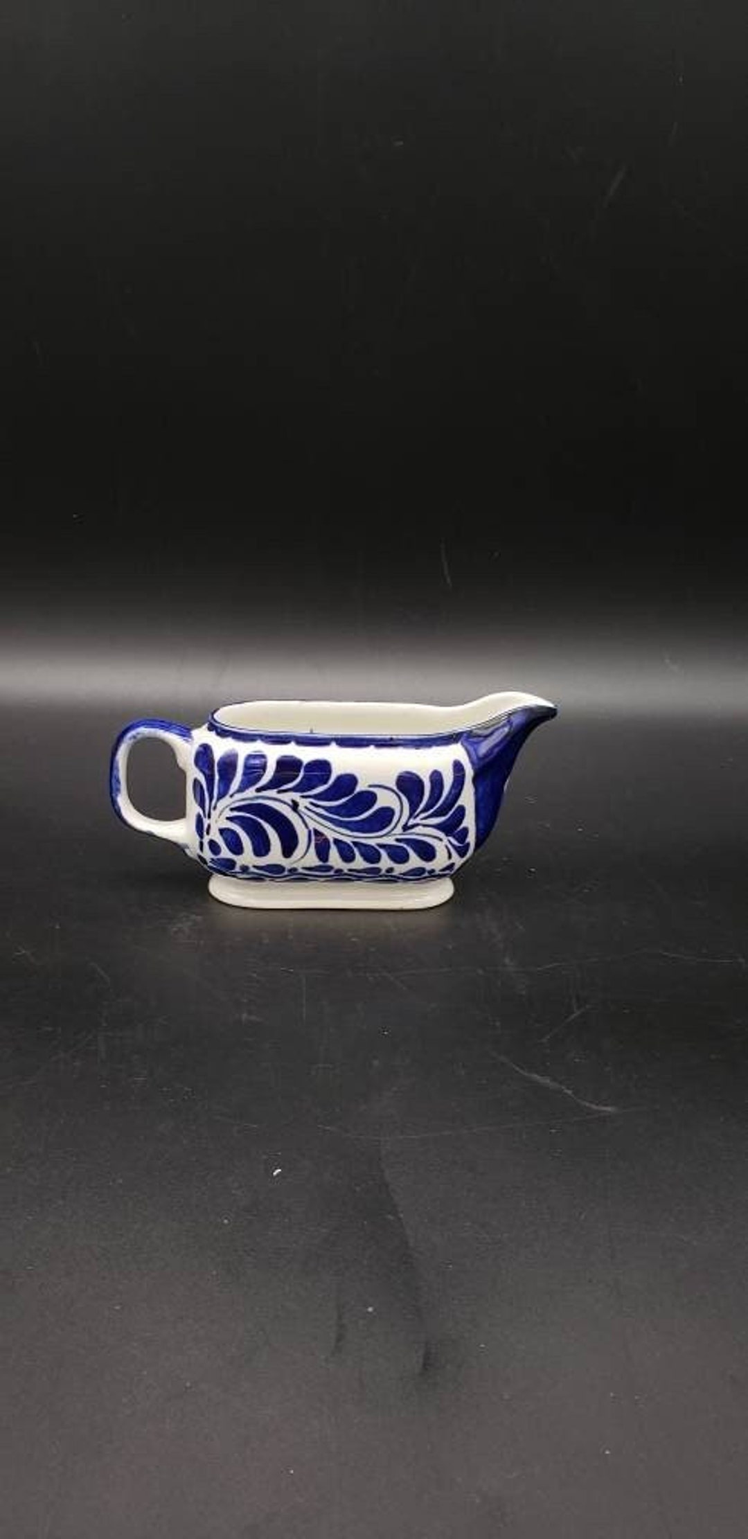 REDUCED FREE SHIPPING Vtg Porcelain Anfora Puebla Blue Gravy Boat ...