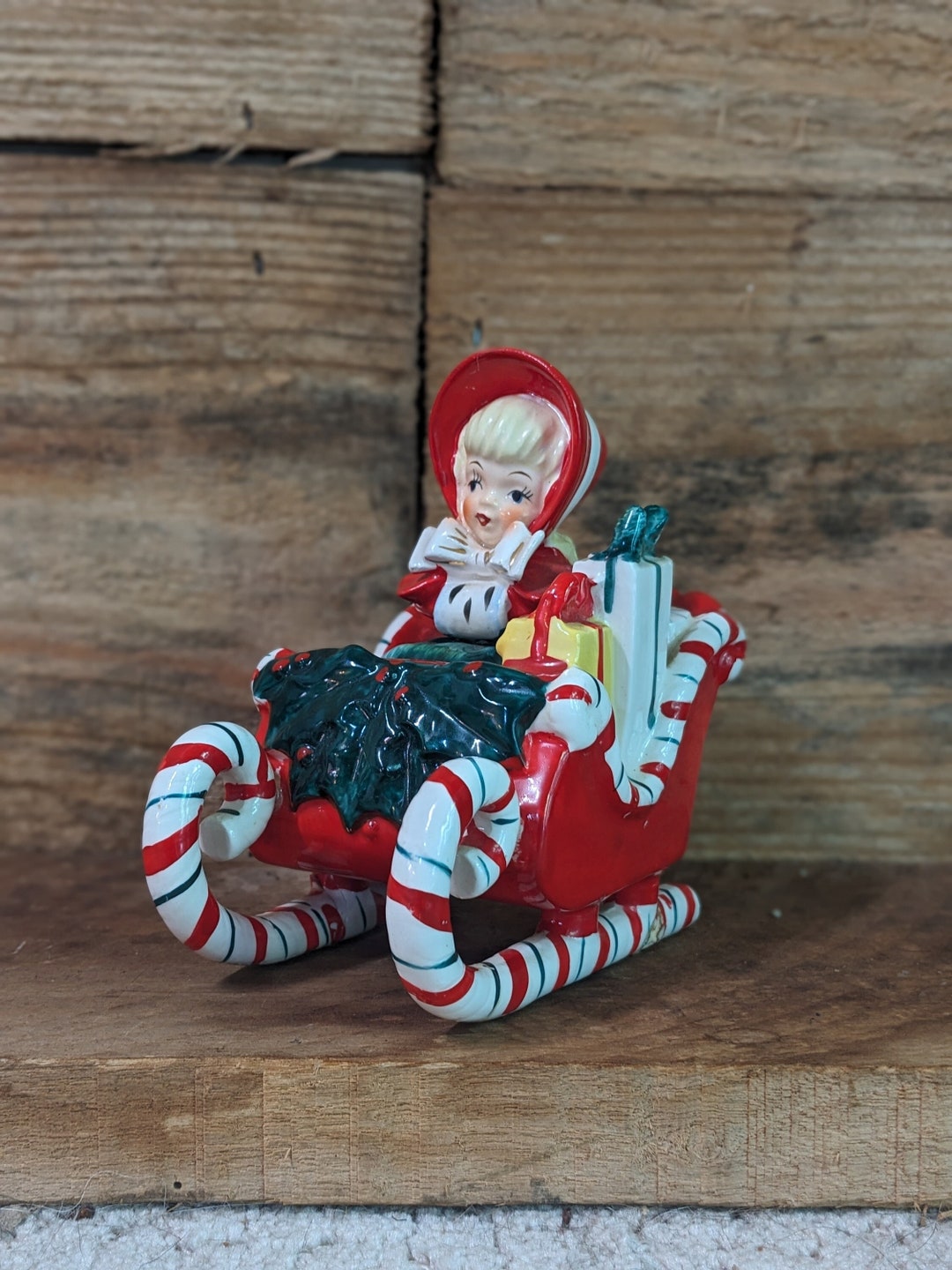 FREE SHIPPING Vtg Mid Century Geo Z Lefton Ceramic Christmas Shopper ...