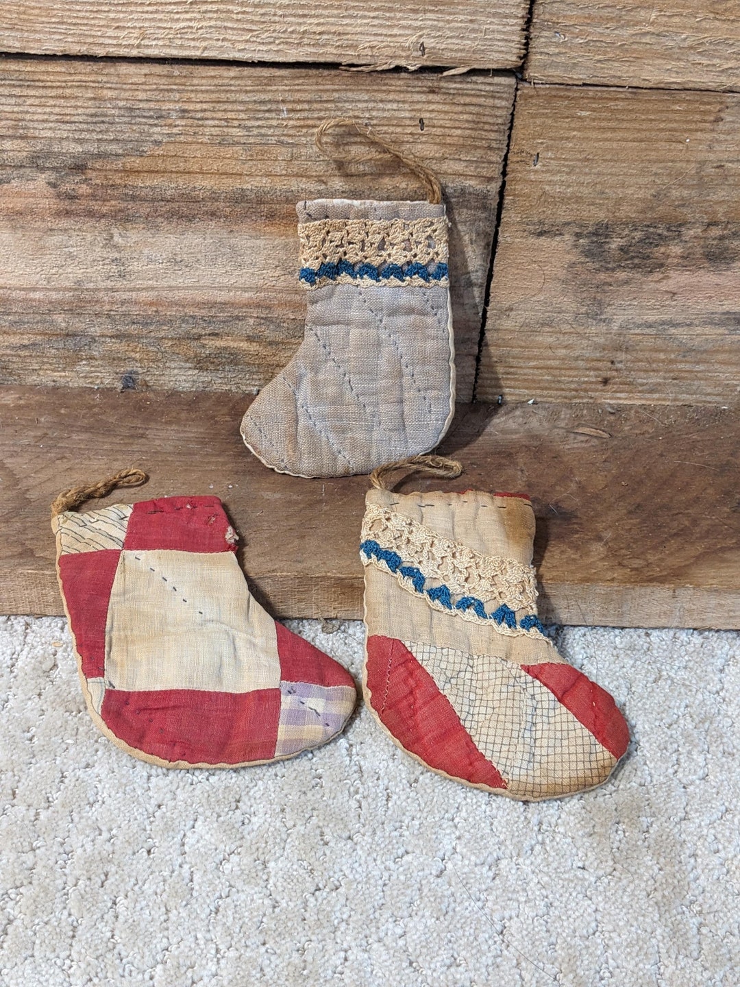 FREE SHIPPING Vintage 2001 Handmade Set of Three Small Christmas ...