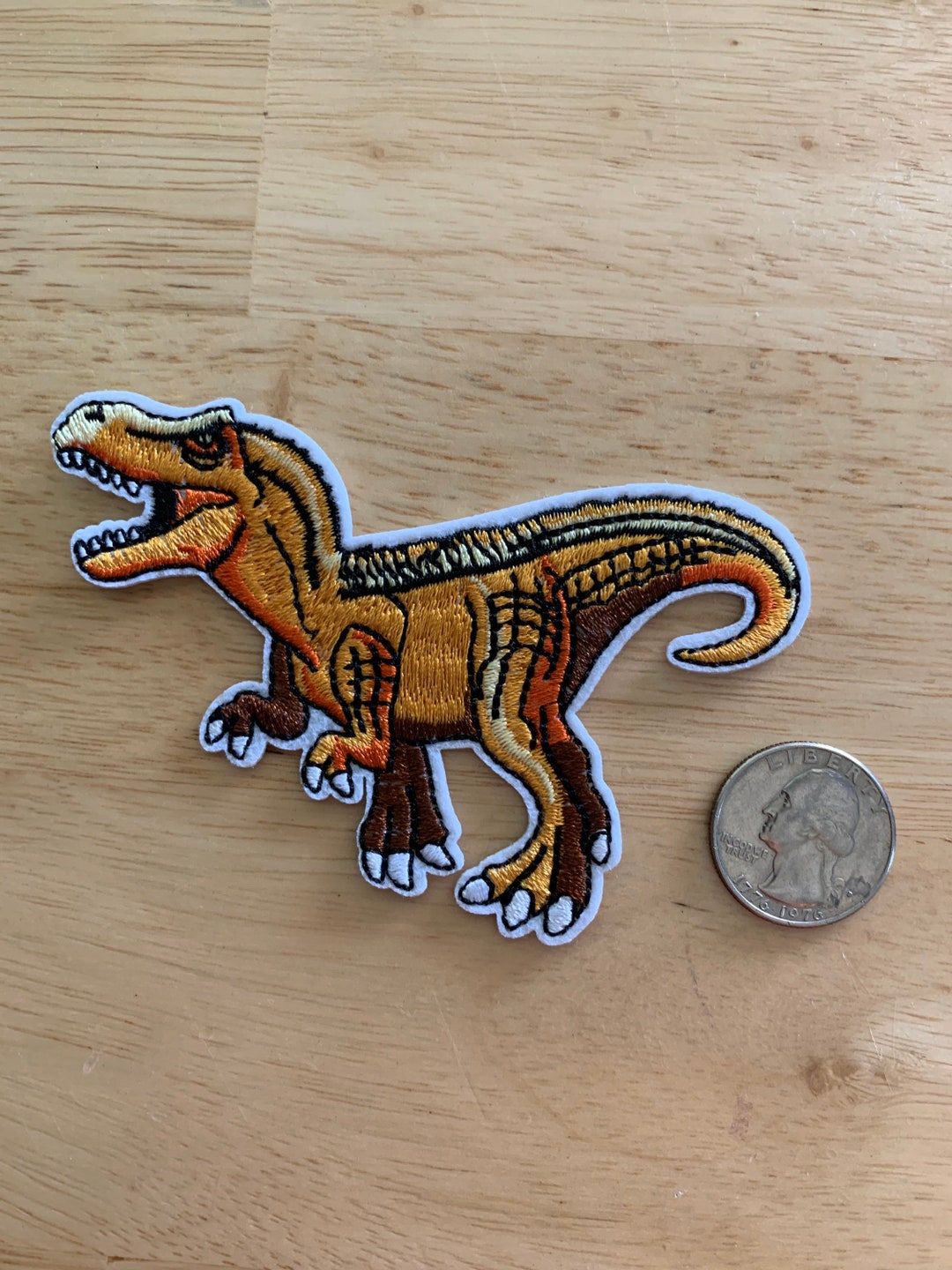 Dinosaur Velociraptor Embroidered Patch Iron on to Shirt Applique Embroidery Patch DIY Accessory ...