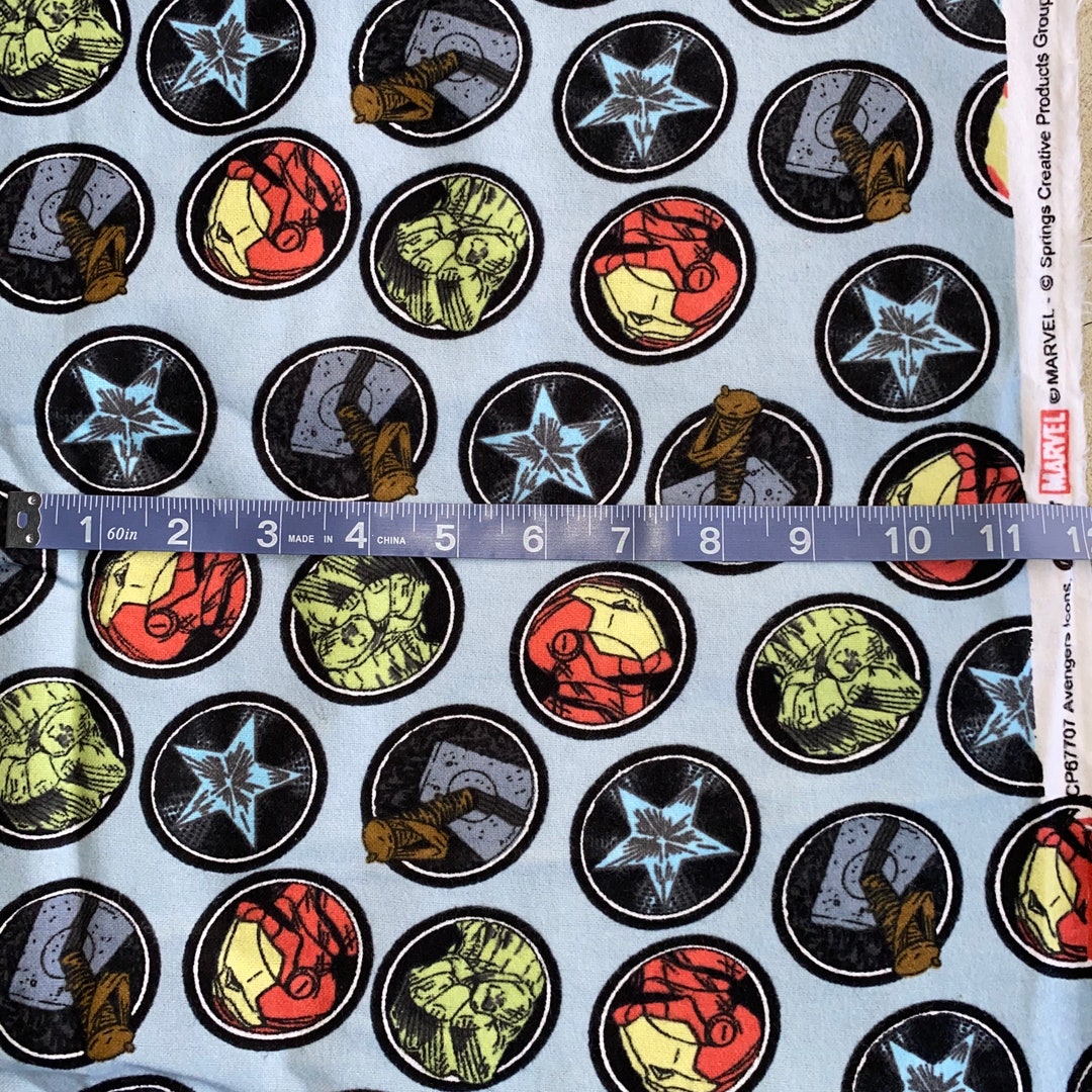 Marvel Captain America Thor Iron Man Hulk 100% Cotton Flannel Fabric 1 ...