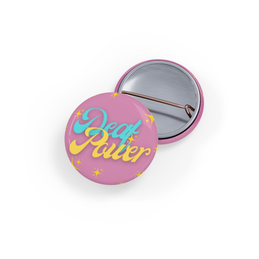 Round Pins - Deaf Power, Sign Language Lapel Pin, Deaf Awareness Badge ...