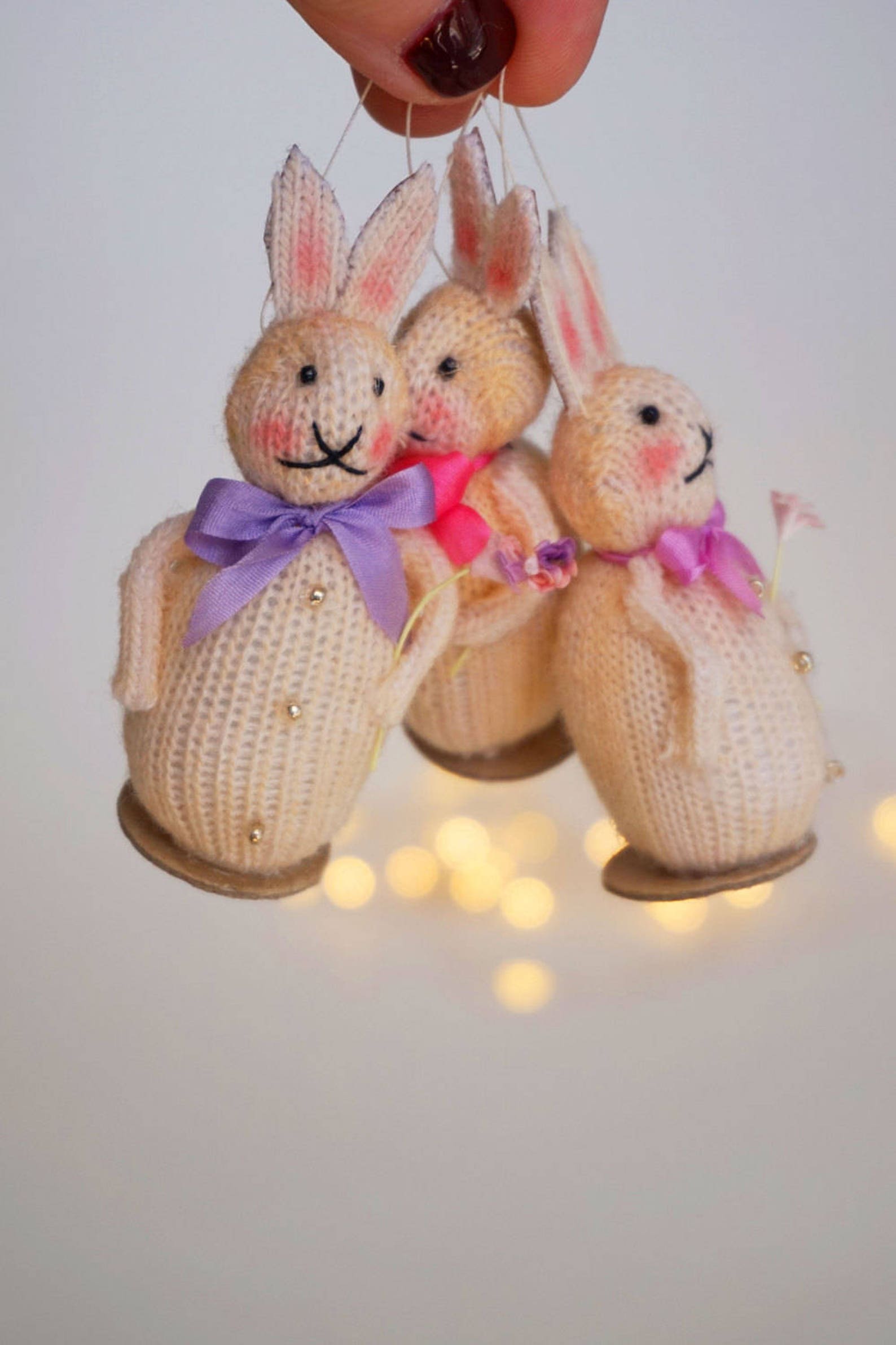 Trio of Vintage Inspired Bunny Ornaments - Etsy