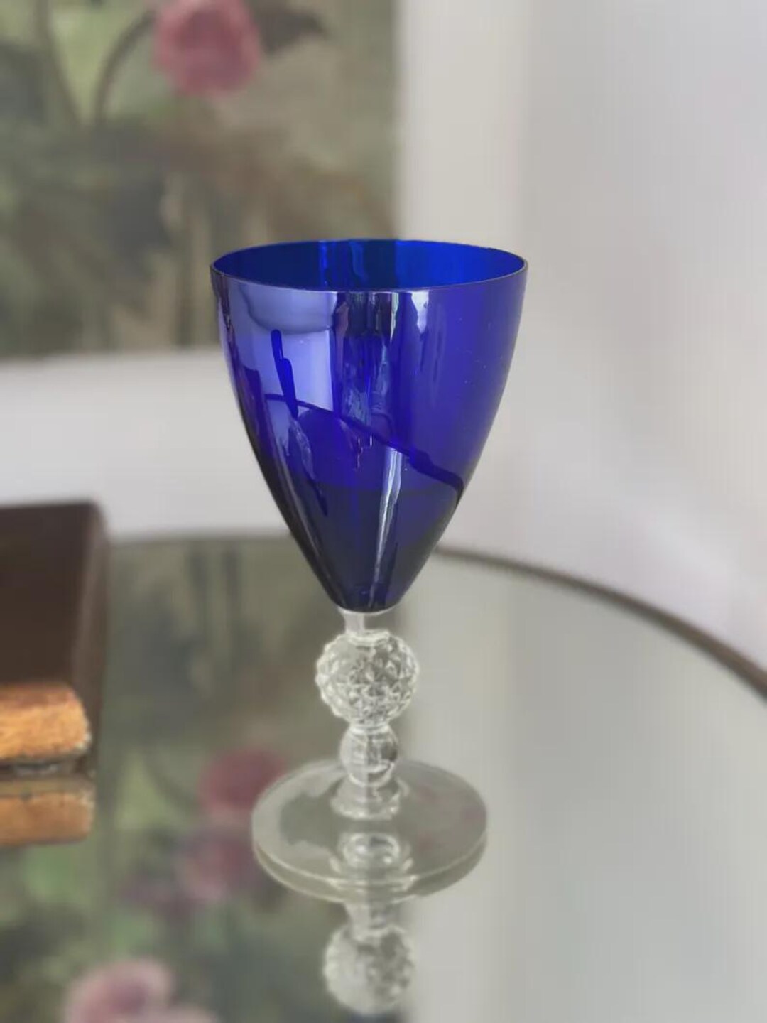 Vintage Cobalt Blue Morgantown Glass Co. Ritz Blue Golfball Claret Wine ...
