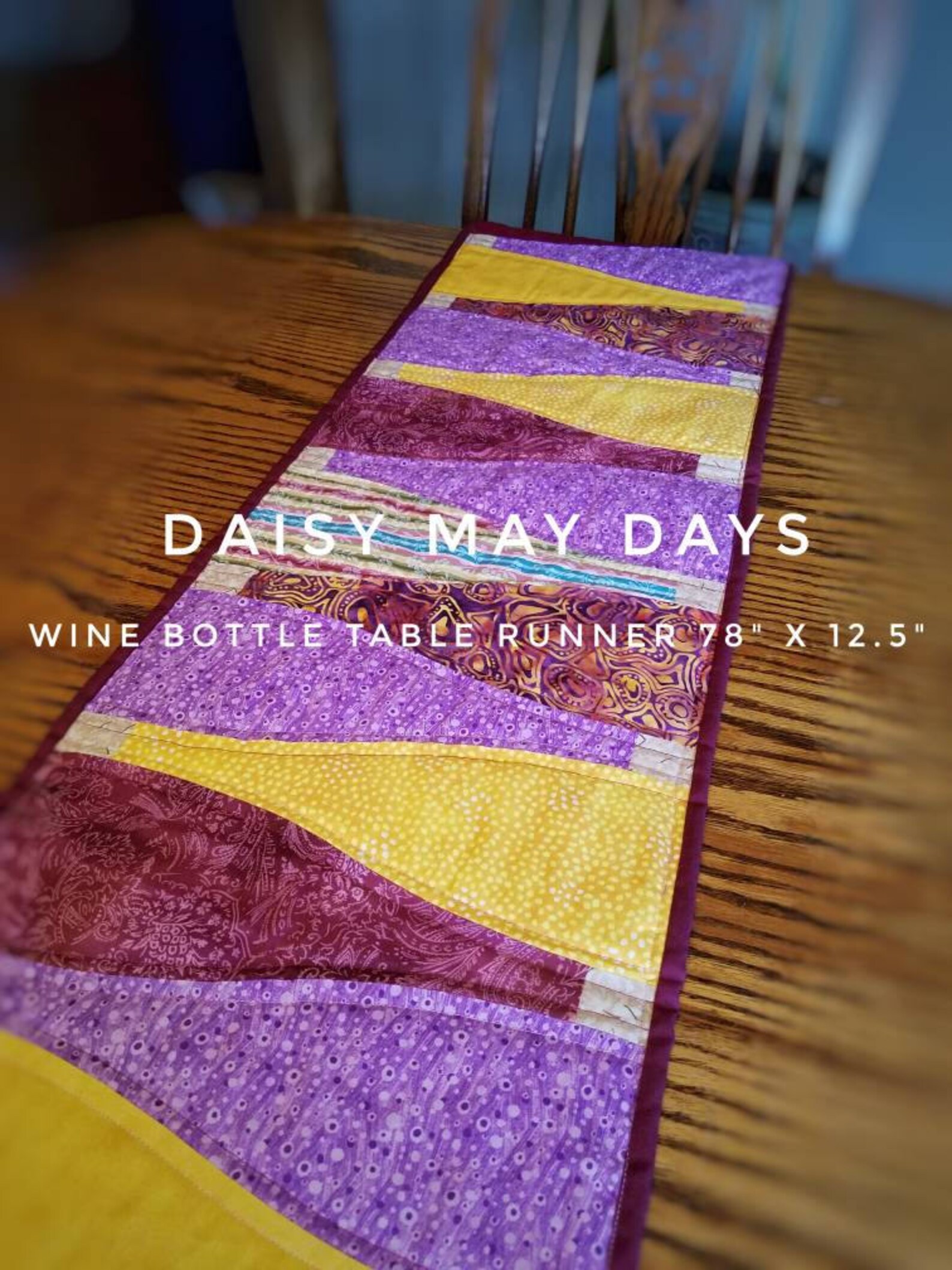 Colorful Scrappy Quilted Table Runner: Wine Bottle Patchwork - Etsy