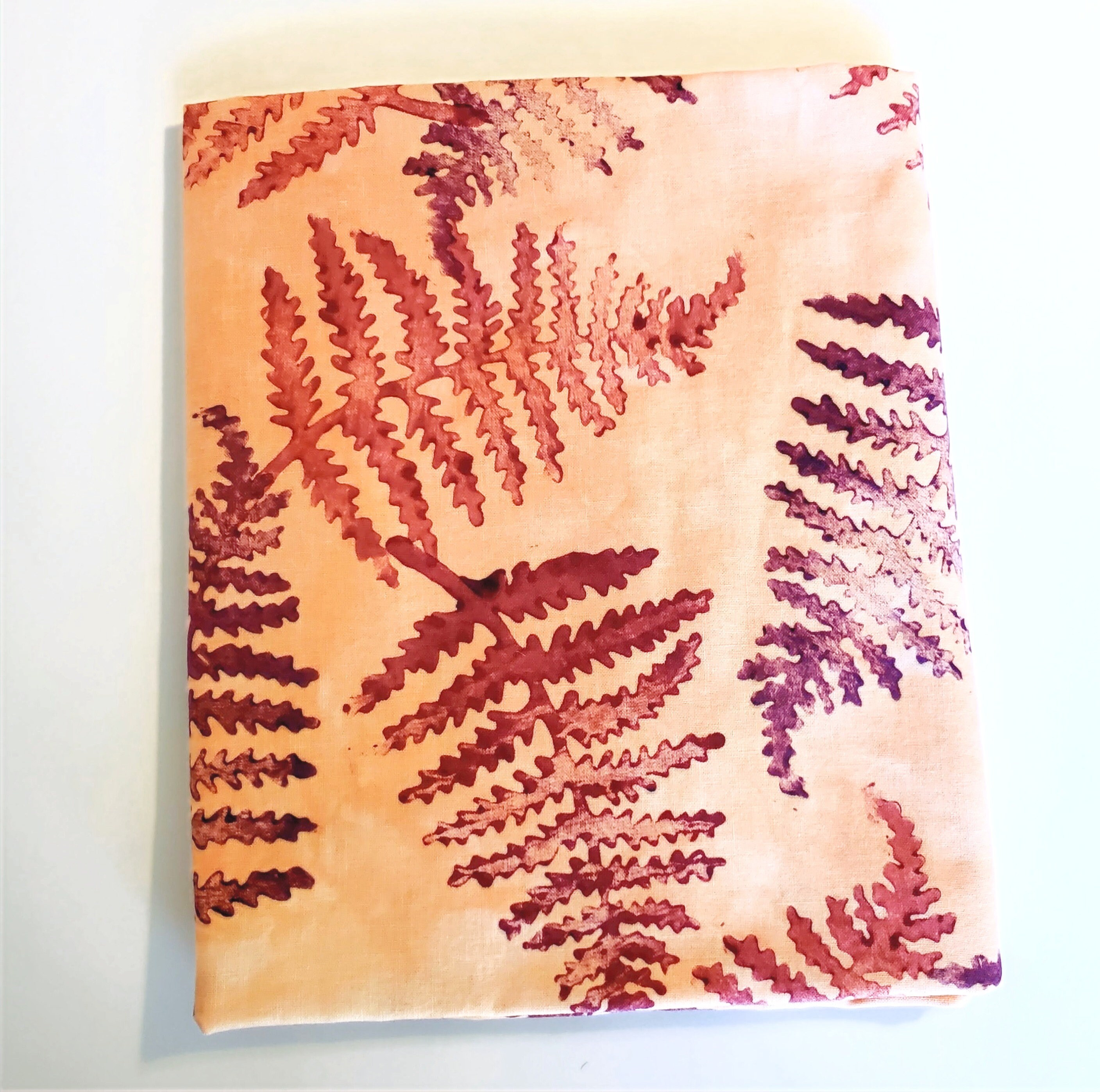 Autumn Large Leaf Print Artisan Fabric Hand Dyed Fabric Handprinted ...