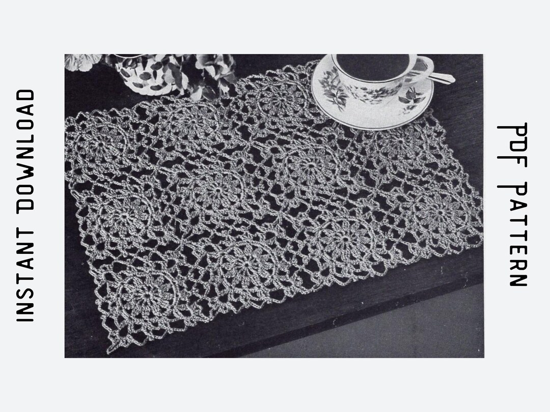 Vintage Crochet Pattern, Lacy Place Mats, Circa 1950s, Instant Download ...