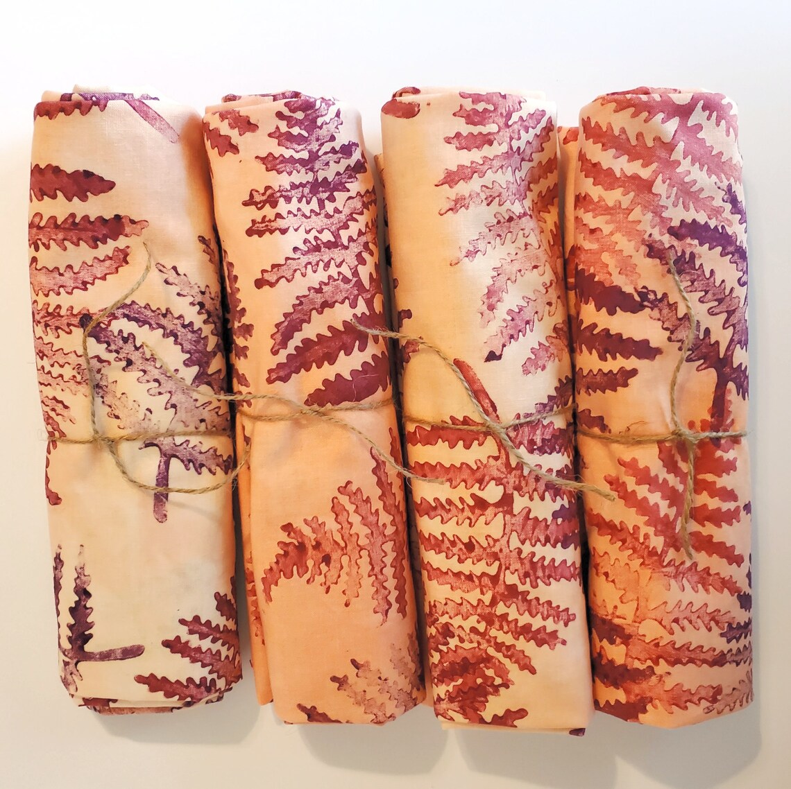 Autumn Large Leaf Print Artisan Fabric Hand Dyed Fabric Handprinted ...