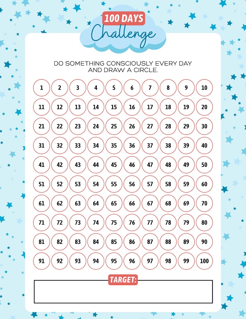 100 Day Challenge Tracker Printable: Goal & Habit Planner (PDF Download ...