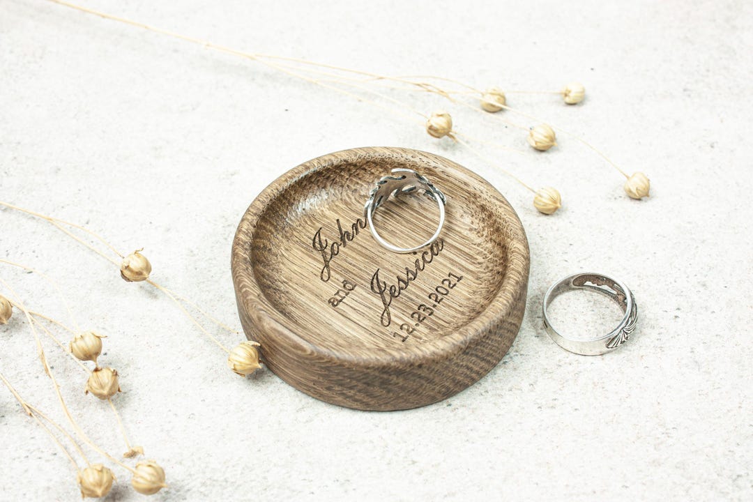 Custom Engraved Wood Ring Dish: Rustic Jewelry Holder - Etsy