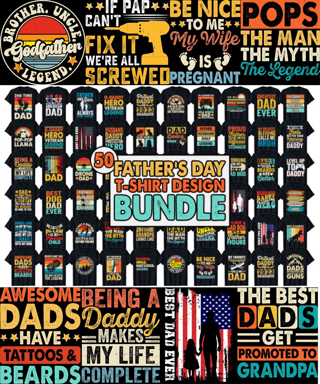 Father's Day Sublimation Bundle, Best Dad Ever Png, Sublimation Design ...