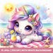 Summer Unicorn Clipart Set of 10 Jpgs Watercolor Cotton Breeze Clipart ...