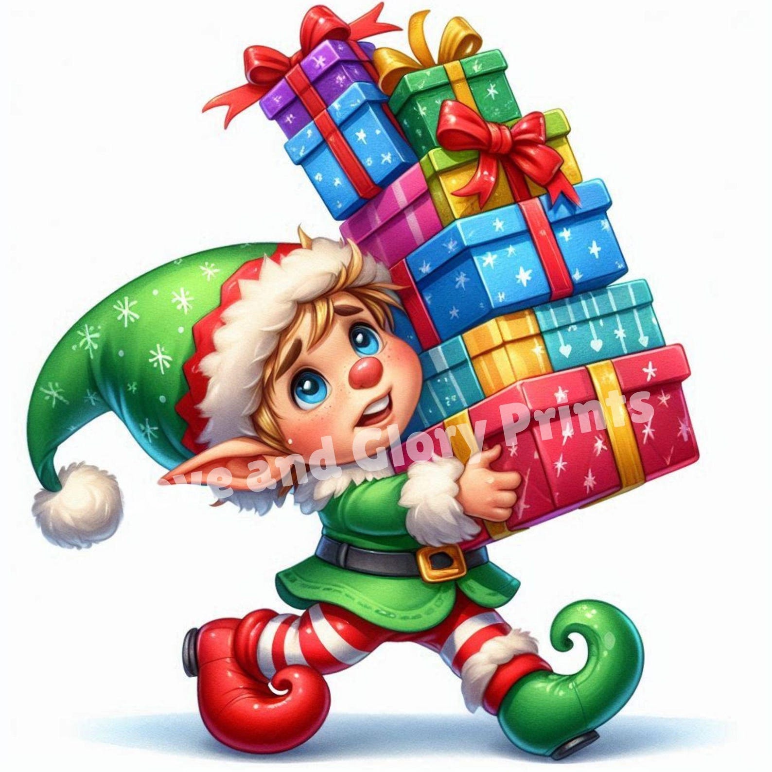 Festive Elf Clipart JPG | Christmas Elf Baking Cookies Illustration ...