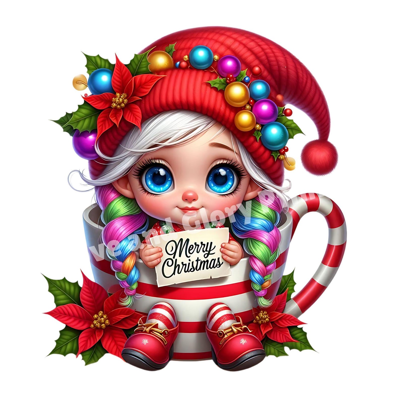 Cozy Christmas Gnome in Mug PNG, Whimsical Watercolor Holiday Clipart ...
