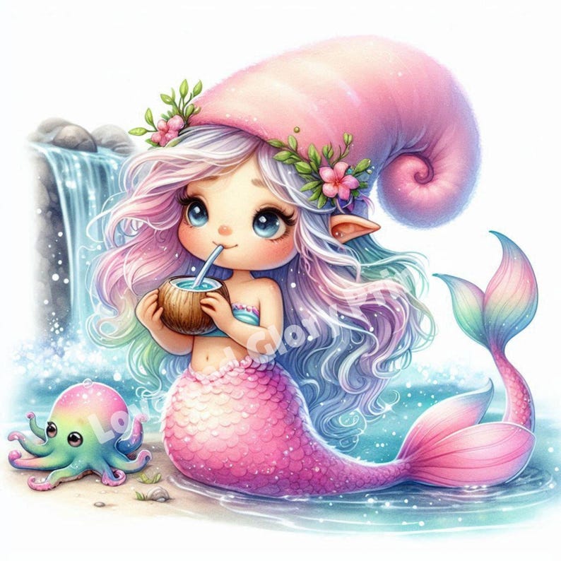 Aquasprites Mermaid Gnome Clipart Set of 10 Jpgs Mermaid Clipart ...