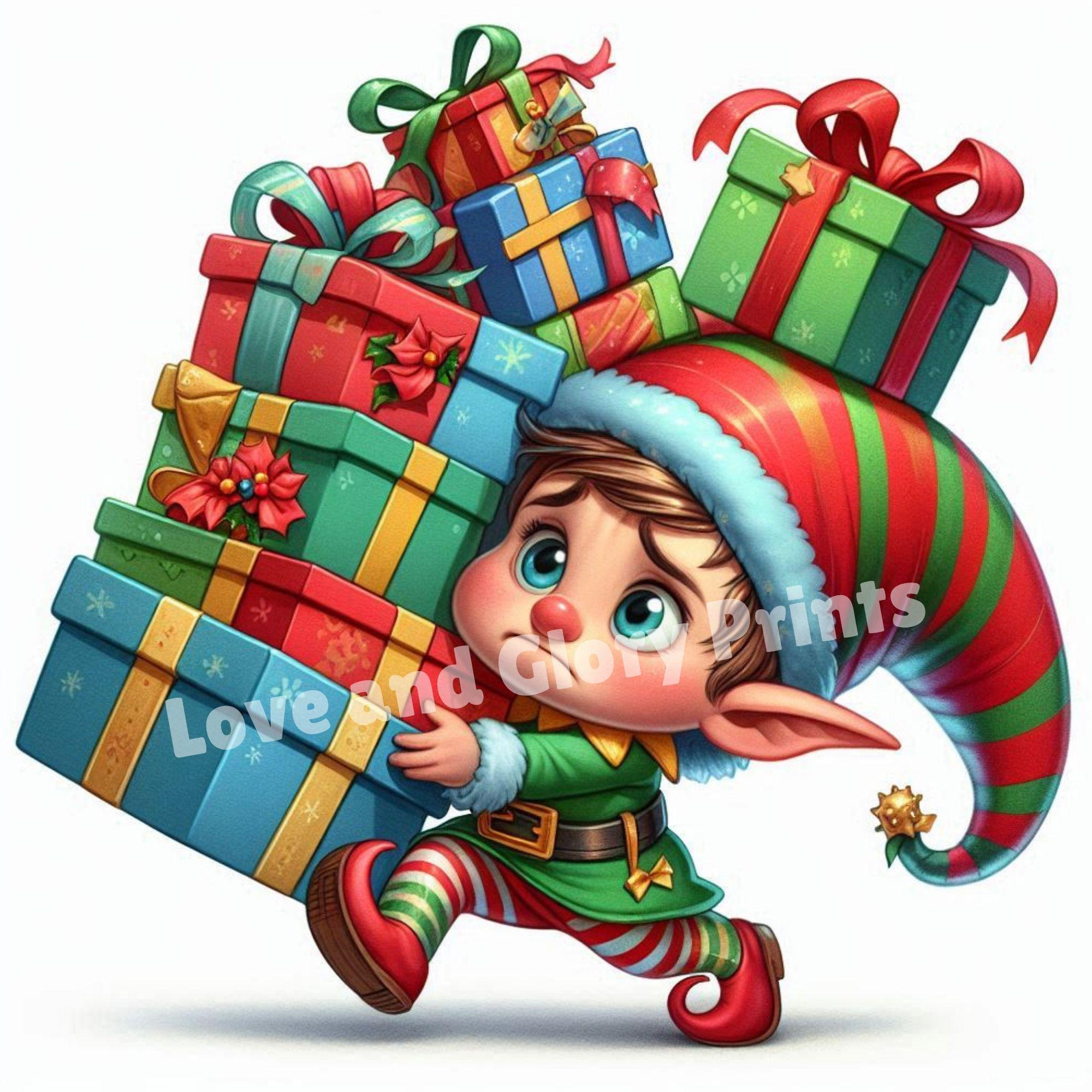Festive Elf Clipart JPG | Christmas Elf Baking Cookies Illustration ...
