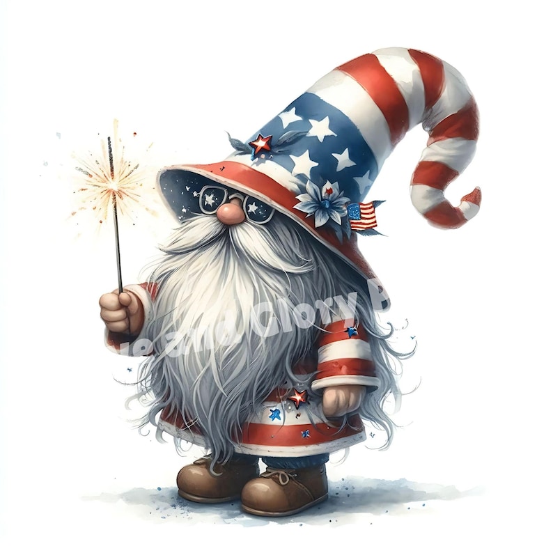 Patriotic Gnome Clipart, Set of 10 Jpgs 4th of July Gnome, Western ...