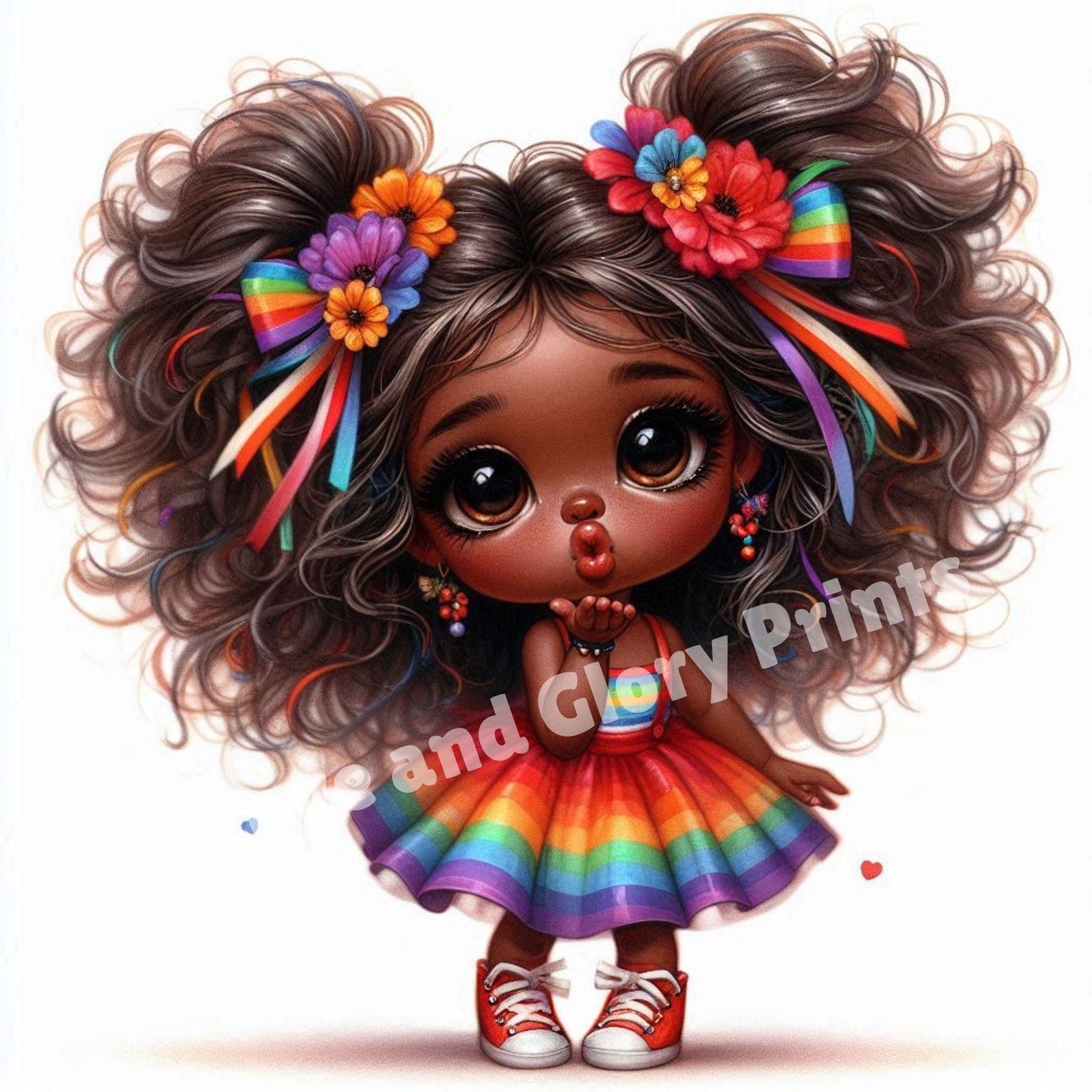 Quirky African American Girl Clipart Set of 10 Jpgs Cute Whimsical Afro ...