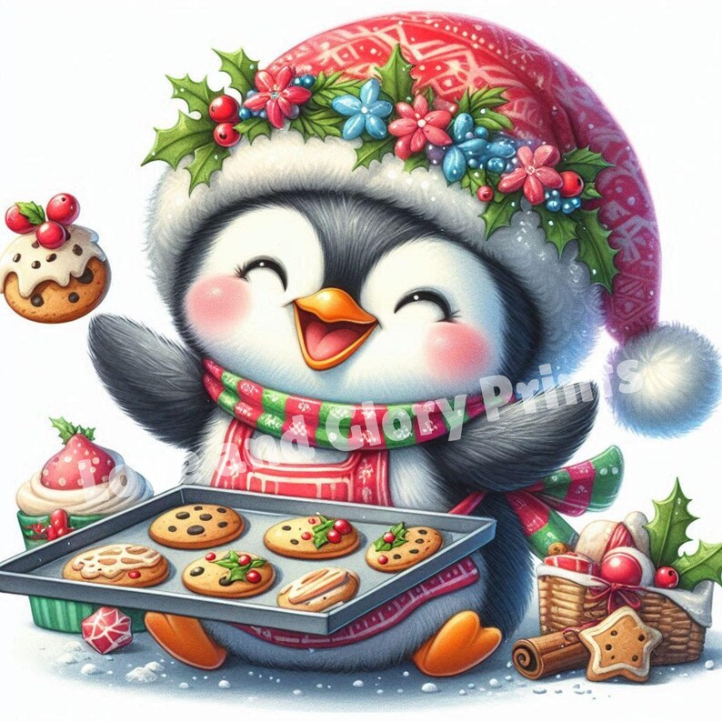 Sweet Christmas Animals Clipart Cute Holiday Animal Illustrations ...