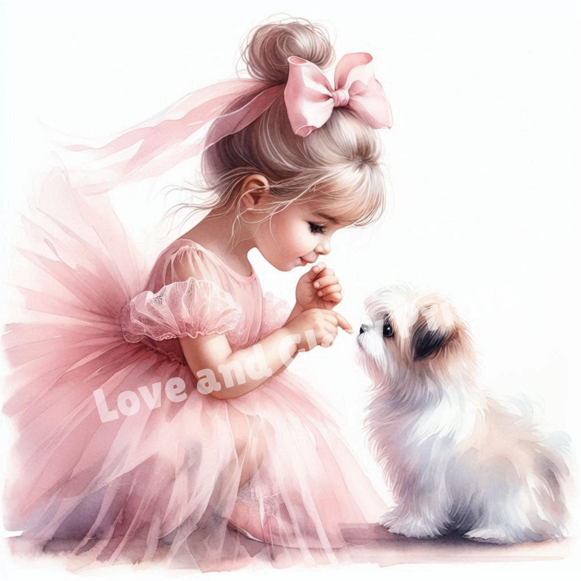 Best Friends Girl With Dog Clipart Set of 10 Jpgs, Dog Lover, Cute Baby ...