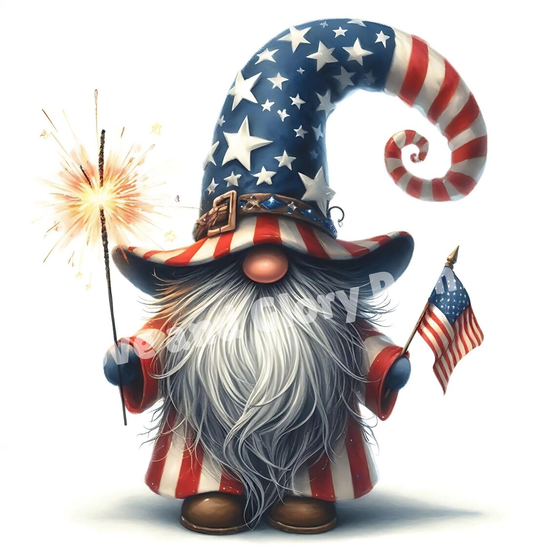 Patriotic Gnome Clipart, Set of 10 Jpgs 4th of July Gnome, Western ...