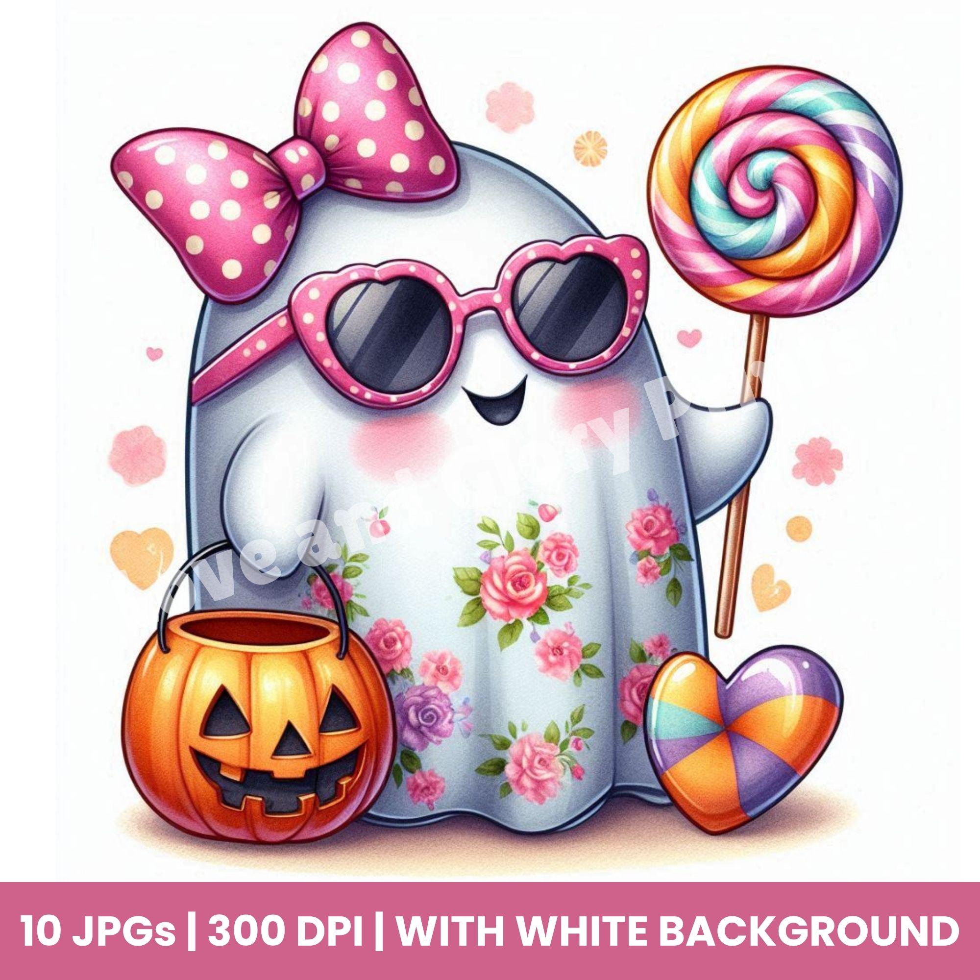 Cute Spooky Pastel Ghost Clipart Set of 10 Jpgs Coquette Halloween ...