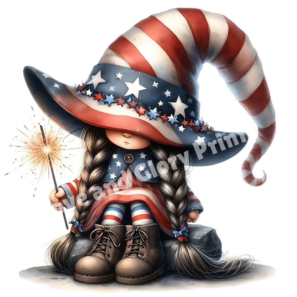 Patriotic Gnome Clipart, Set of 10 Jpgs 4th of July Gnome, Western ...