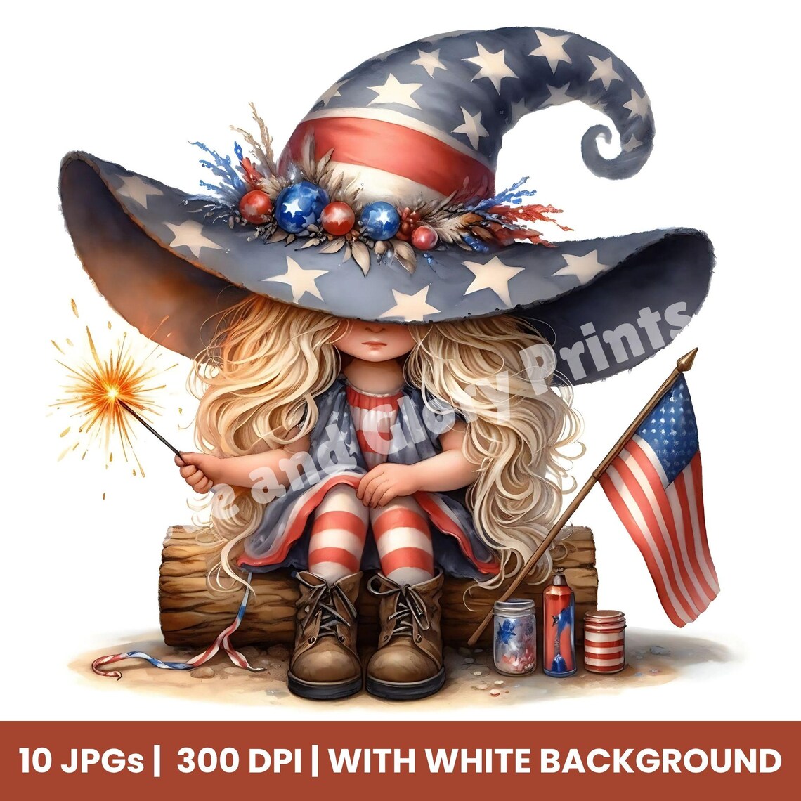 Patriotic Gnome Clipart, Set of 10 Jpgs 4th of July Gnome, Western ...