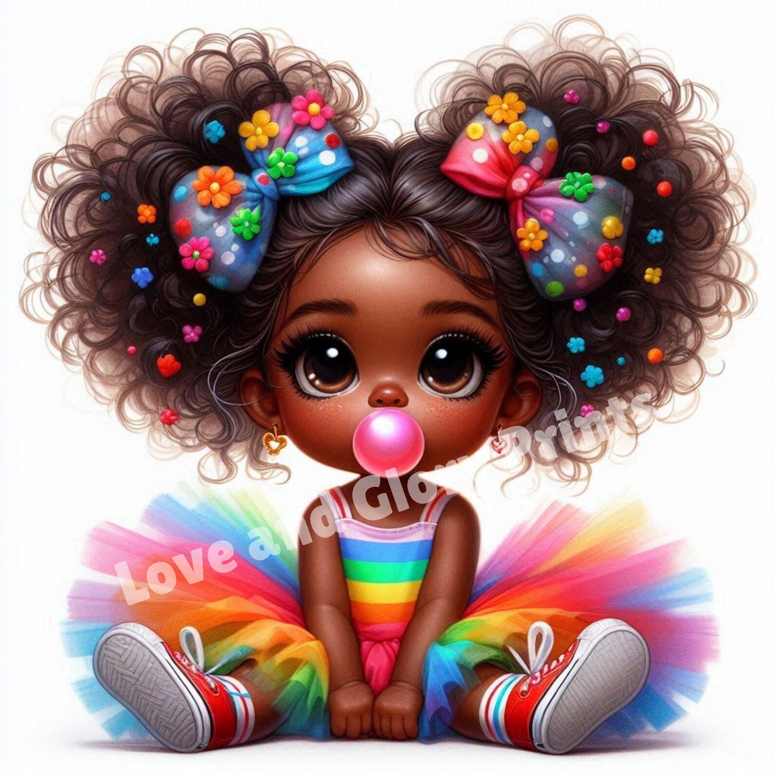 Quirky African American Girl Clipart Set of 10 Jpgs Cute Whimsical Afro ...