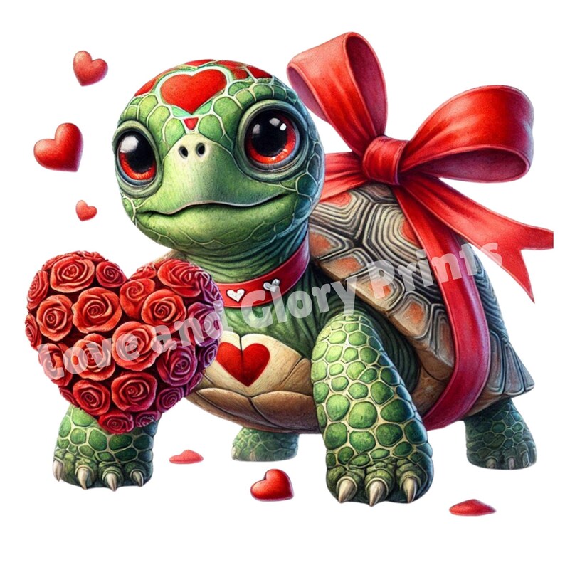 Cute Valentine Turtle PNG, Quirky Love Turtle Clipart Funny Turtle With ...