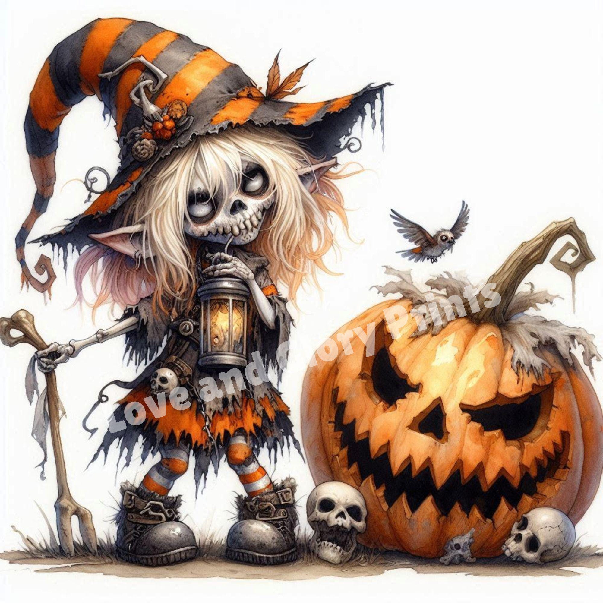 Zombie Gnome Clipart Set of 10 Jpgs Halloween Gnome, Spooky Gnomes ...