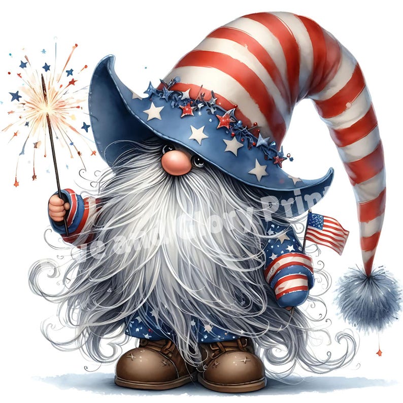 Patriotic Gnome Clipart, Set of 10 Jpgs 4th of July Gnome, Western ...