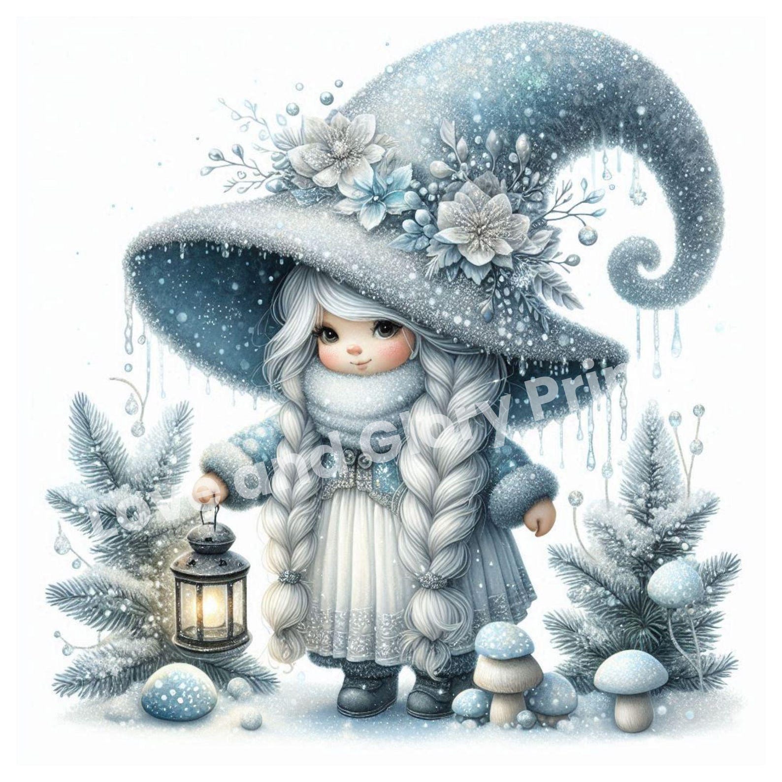 Blue Winter Gnomes JPG Clipart | Christmas Nordic Gnomes Digital ...