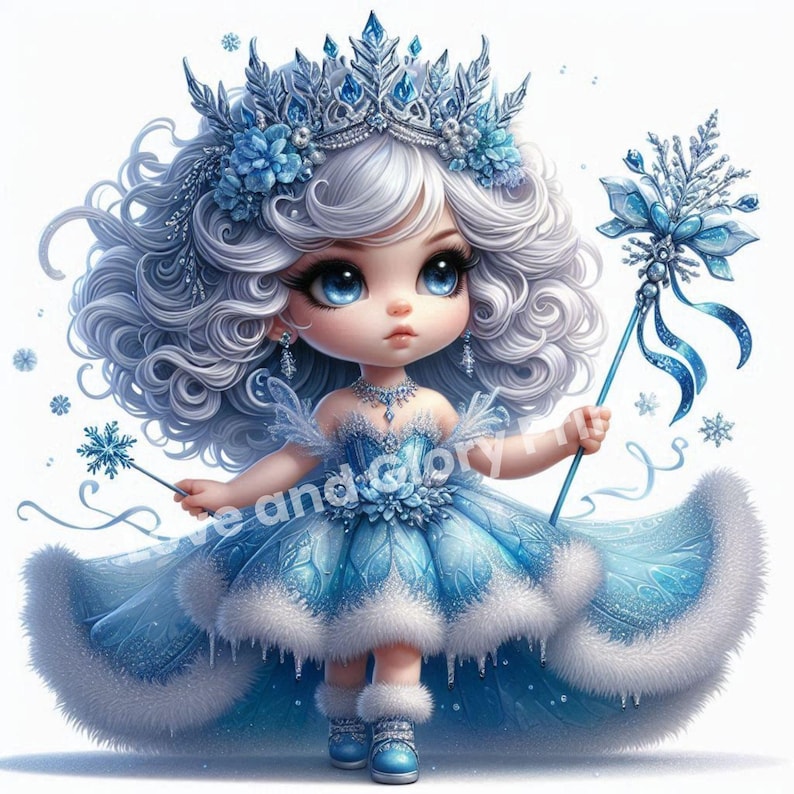 Christmas Ice Princess Gnome Clipart Set of 10 Jpgs Magical Winter ...