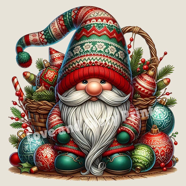 Rustic Christmas Gnome Cliparts, 10 PNG Holiday Printables, Instant ...