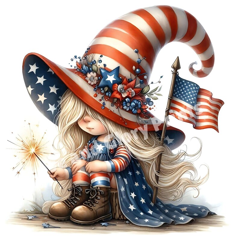 Patriotic Gnome Clipart, Set of 10 Jpgs 4th of July Gnome, Western ...