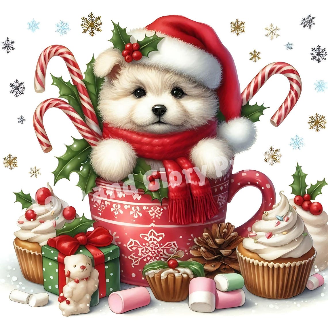 Cute Christmas Dog Clipart Set of 10 Jpgs Christmas Pet Dogs, Seasonal ...