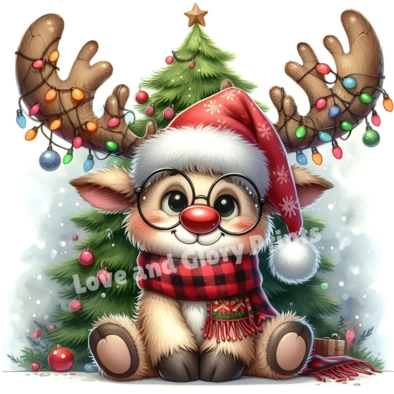 Funny Christmas Reindeer JPG Clipart Set of 10 Quirky Holiday Reindeer ...