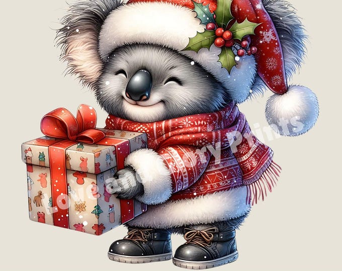10 JPEG Cute Christmas Koala Clipart Bundle - Winter Animal Designs ...