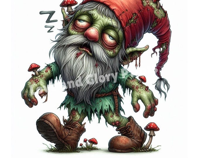 Zombie Gnome Clipart, Spooky Undead Gnomes With Brains & Goo, Halloween ...