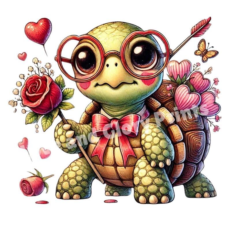 Cute Valentine Turtle PNG, Quirky Love Turtle Clipart Funny Turtle With ...