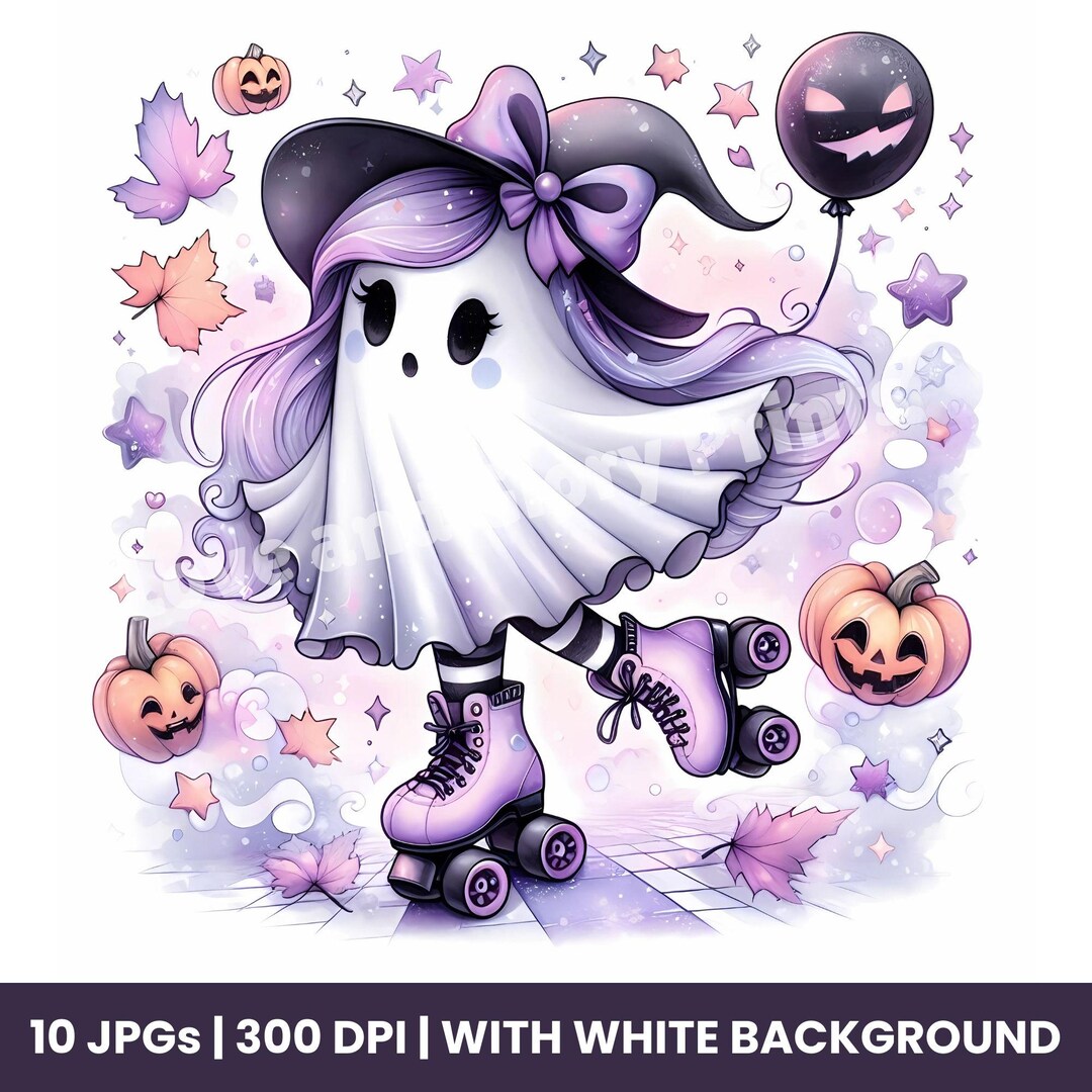 Cute Spooky Kawaii Ghost Clipart Set of 10 Jpgs Pastel Halloween ...