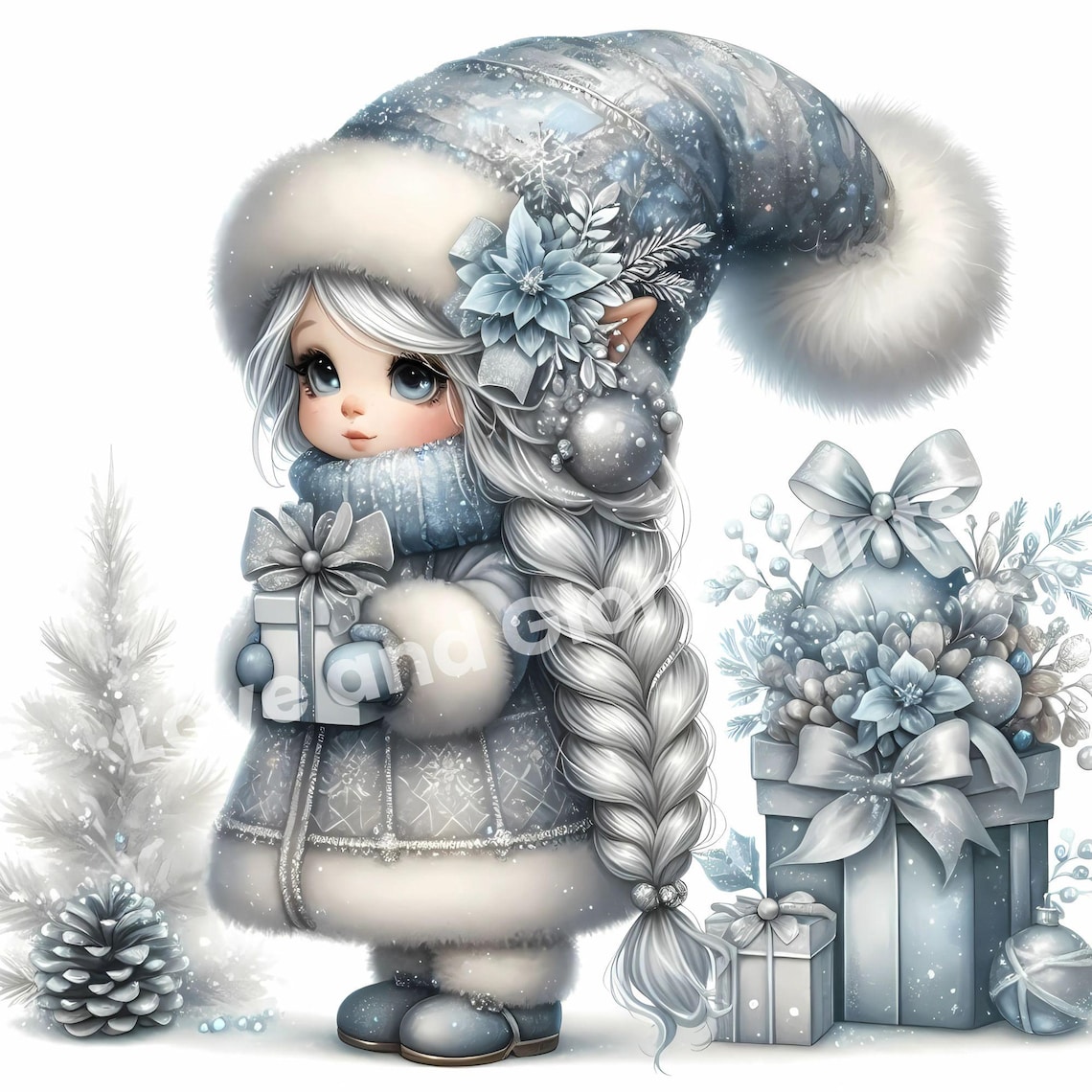 Blue Winter Gnomes JPG Clipart | Christmas Nordic Gnomes Digital ...