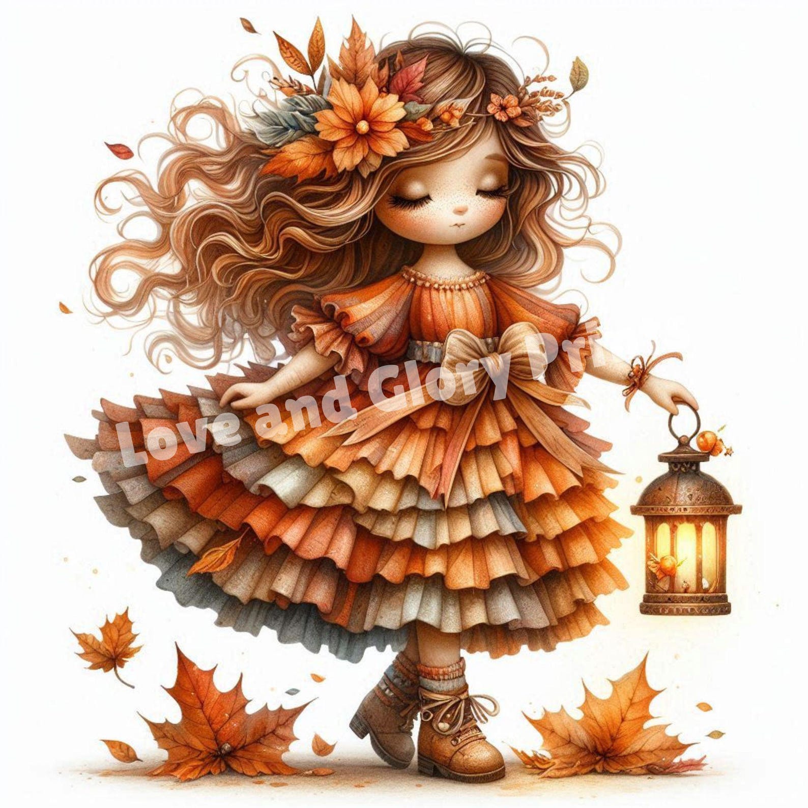 Autumn Dolls Clipart Set of 10 | Watercolor Fall Doll PNG JPG Printable ...