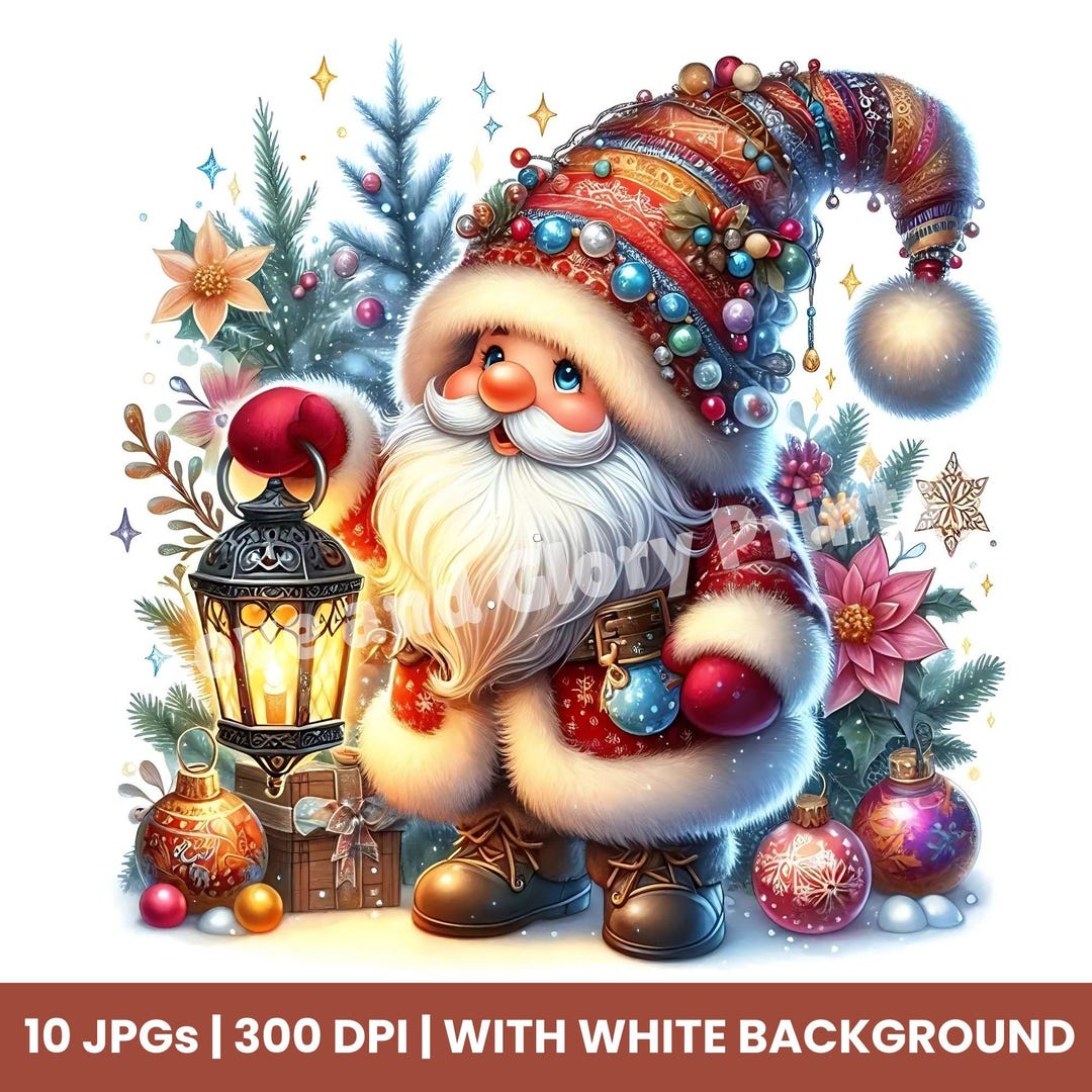 Christmas Gnome Clipart JPG Winter Gnome Illustration, Cute Holiday ...