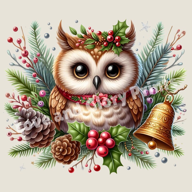 Christmas Owl Clipart PNG Set of 12 Christmas Art, Journaling ...